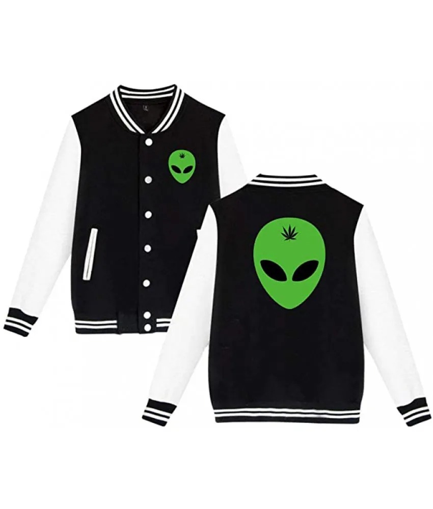Alien Head Leaf Weed Varsity Jacket